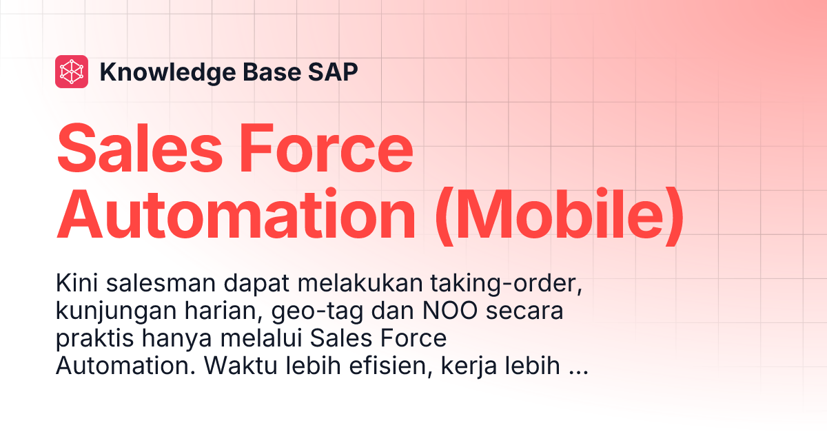 Sales Force Automation (Mobile) | Knowledge Base SAP