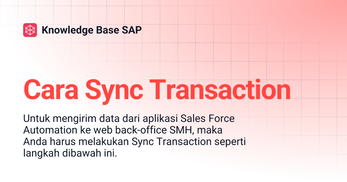 Cara Sync Transaction | Knowledge Base SAP