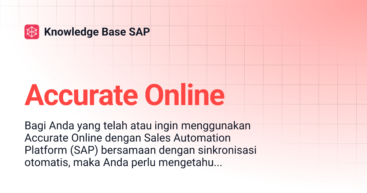 Accurate Online | Knowledge Base SAP