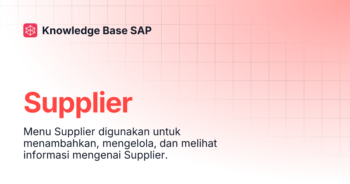 Supplier | Knowledge Base SAP