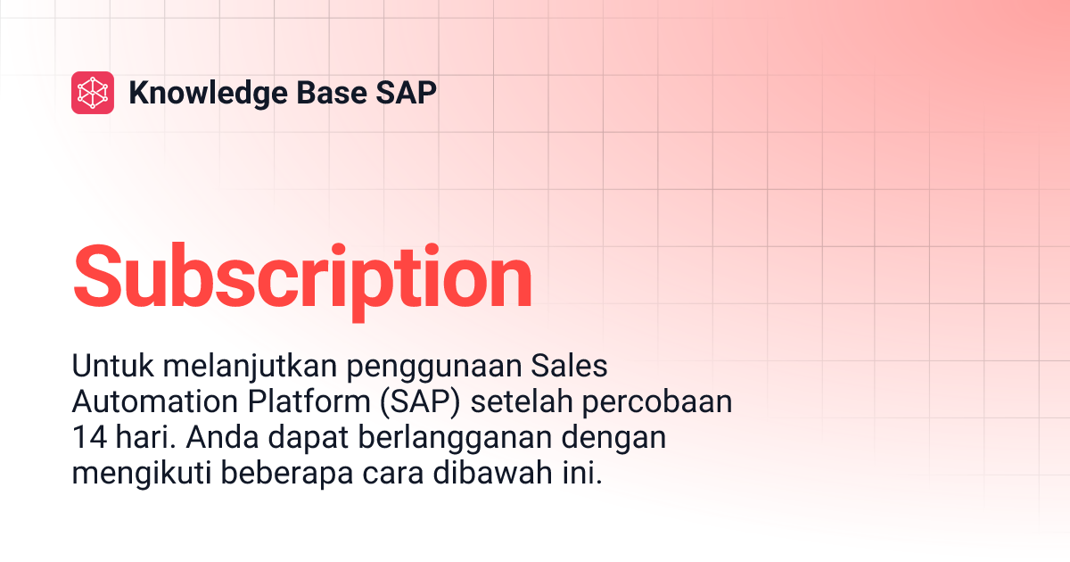 Subscription | Knowledge Base SAP