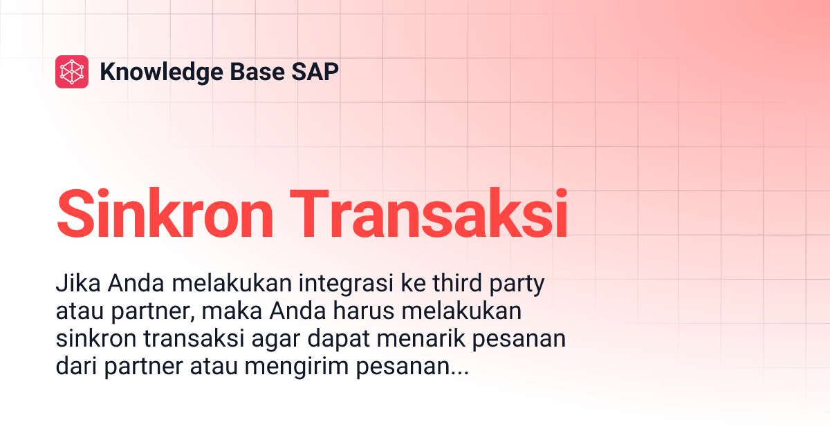 Sinkron Transaksi | Knowledge Base SAP
