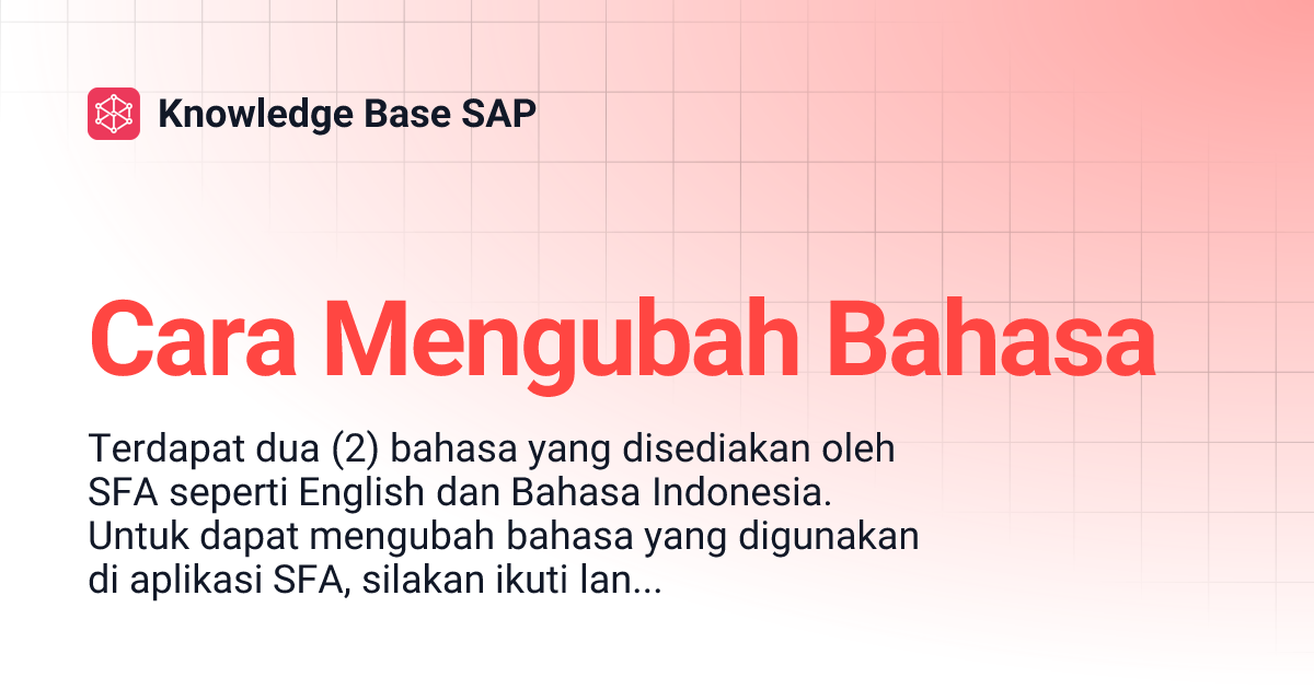 Cara Mengubah Bahasa | Knowledge Base SAP