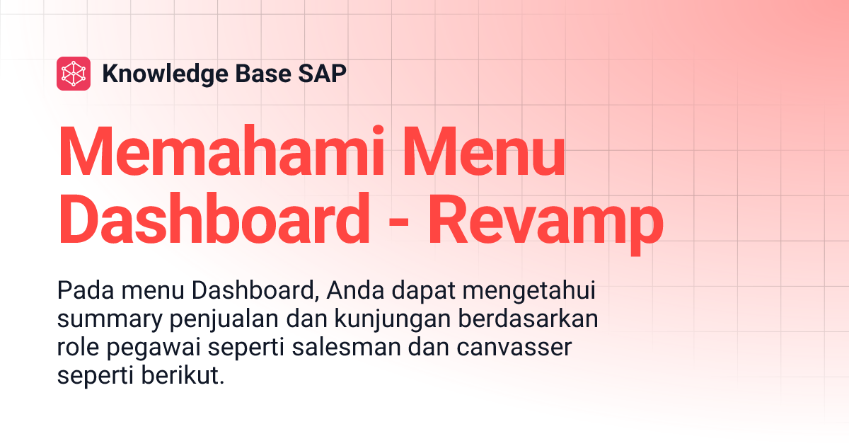 Memahami Menu Dashboard - Revamp | Knowledge Base SAP