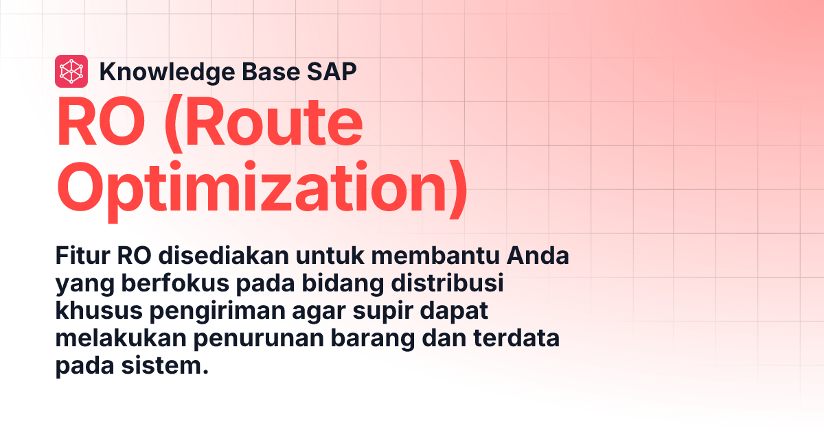 RO (Route Optimization) | Knowledge Base SAP